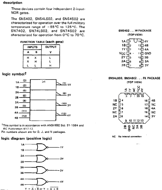 Nor Gate Data Sheet